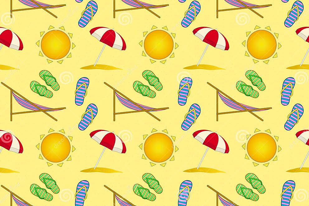 Summer Beach Pattern Vector Stock Illustration - Illustration of ...
