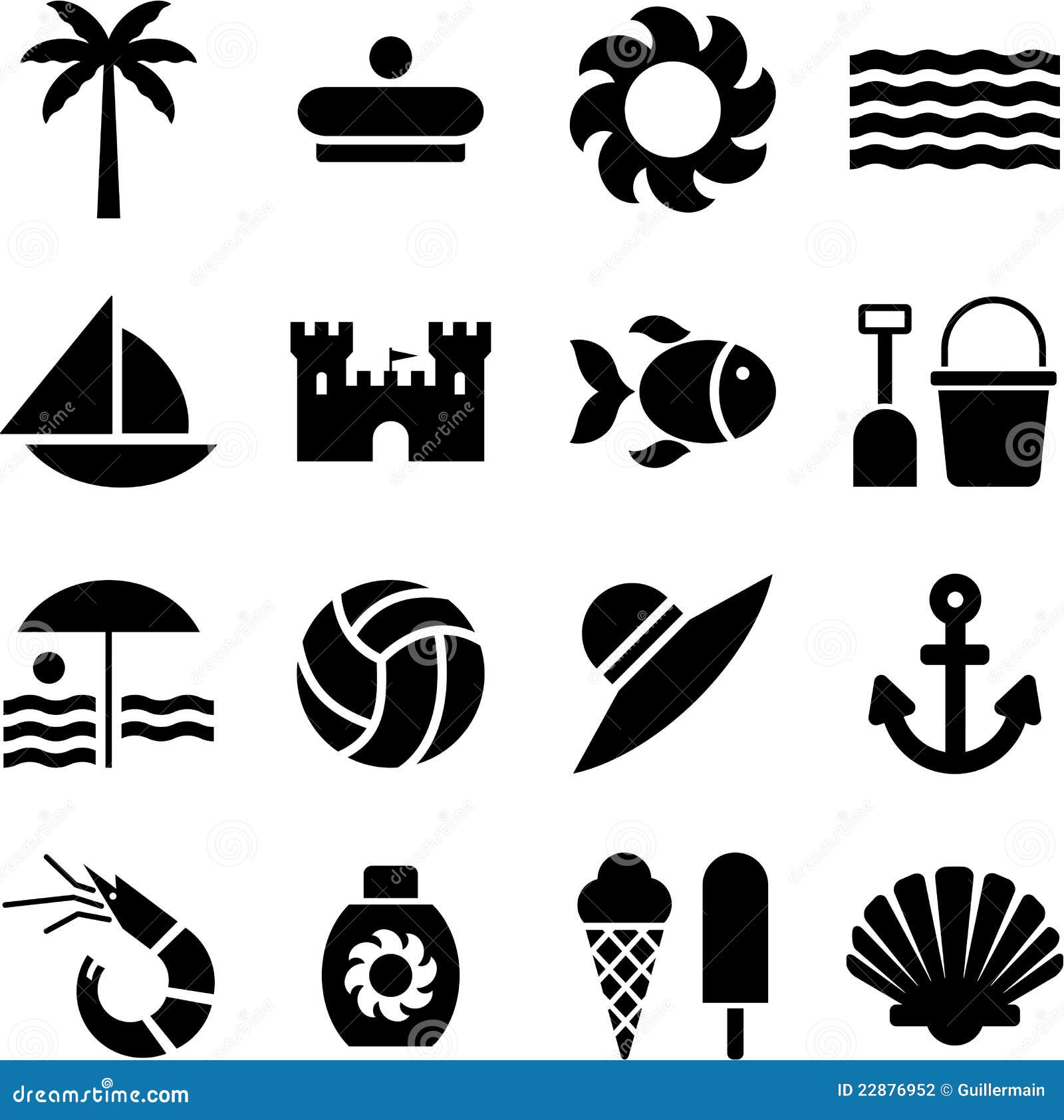 Summer and Beach Pictograms Stock Vector - Illustration of sign, bucket ...