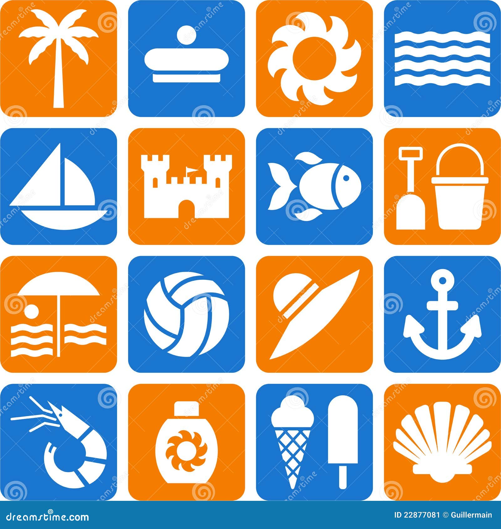 Summer and Beach Pictograms Stock Vector - Illustration of sunbathing ...
