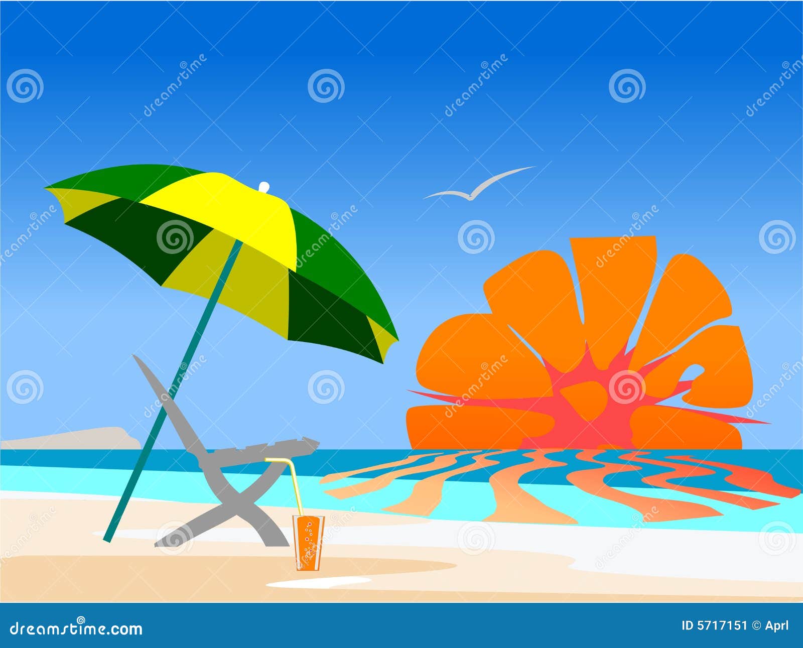 Summer beach scene stock vector. Illustration of banner - 5717151