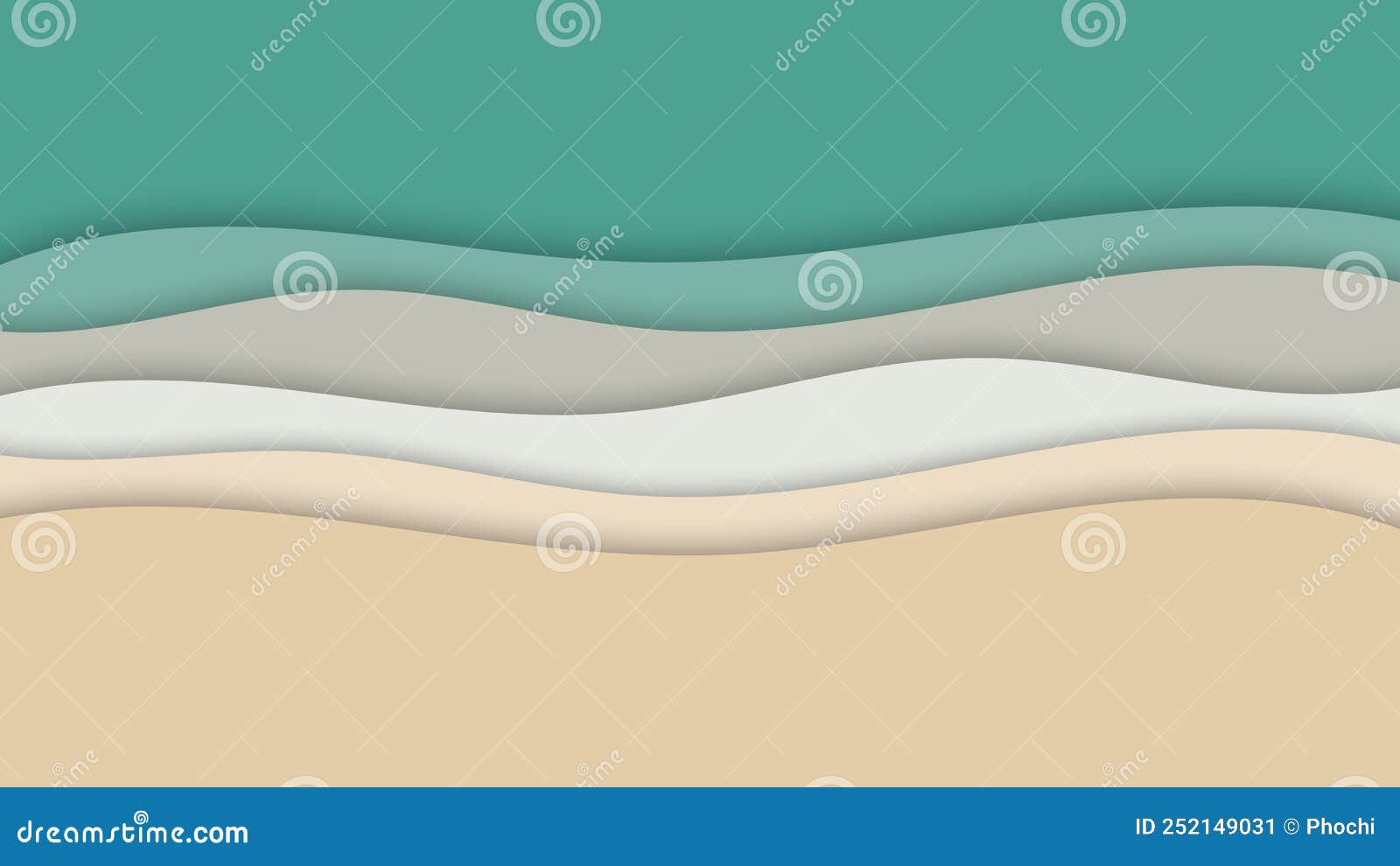 Summer Beach and Sea Wave Shapes Layered Pattern Background Paper Art ...