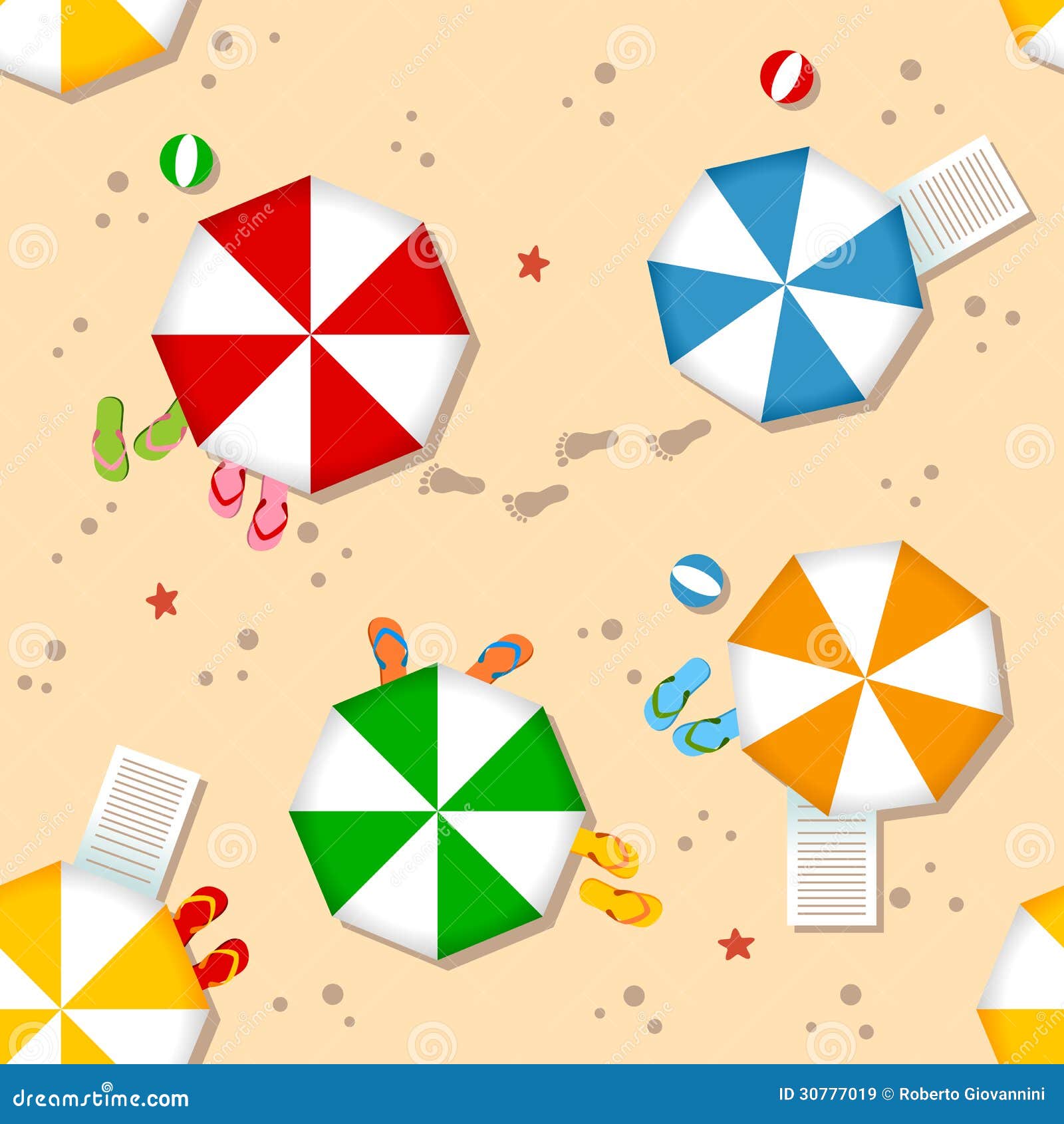 Summer Beach Seamless Pattern Stock Vector - Illustration of shoes ...