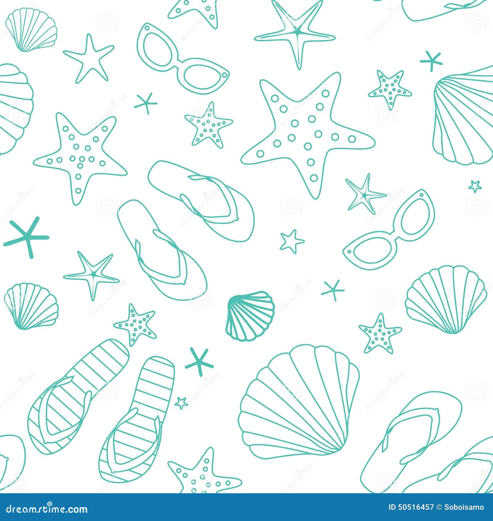 Summer Beach Seamless Pattern Stock Vector - Illustration of seamless ...