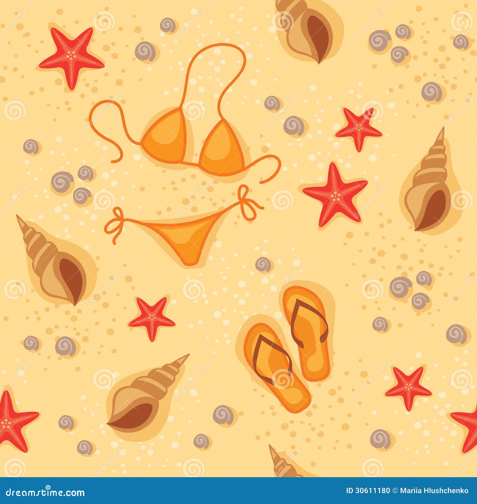 Summer Beach Seamless Pattern Stock Vector - Illustration of vector ...