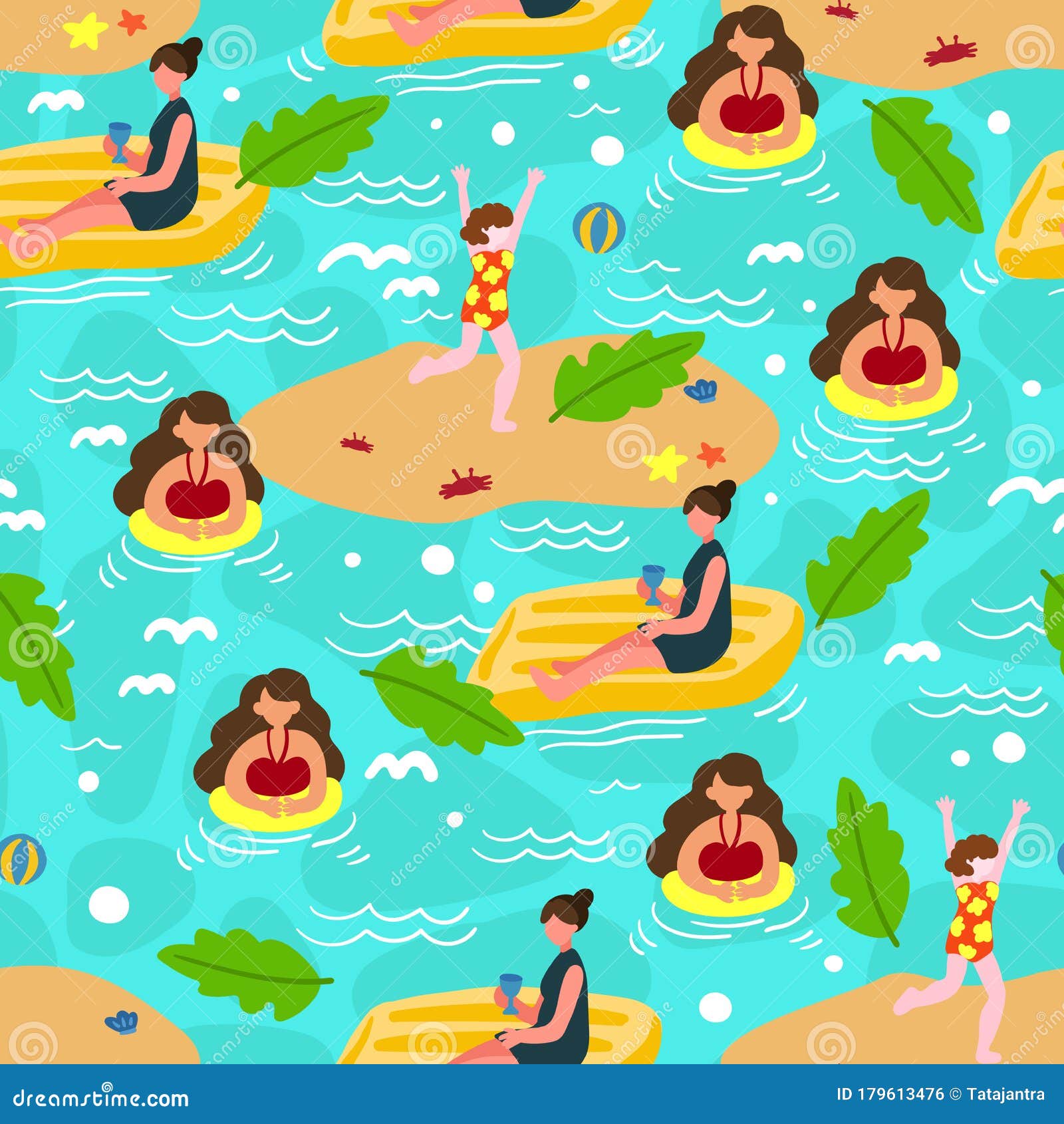 Summer Beach Seamless Pattern. Stock Vector - Illustration of nature ...