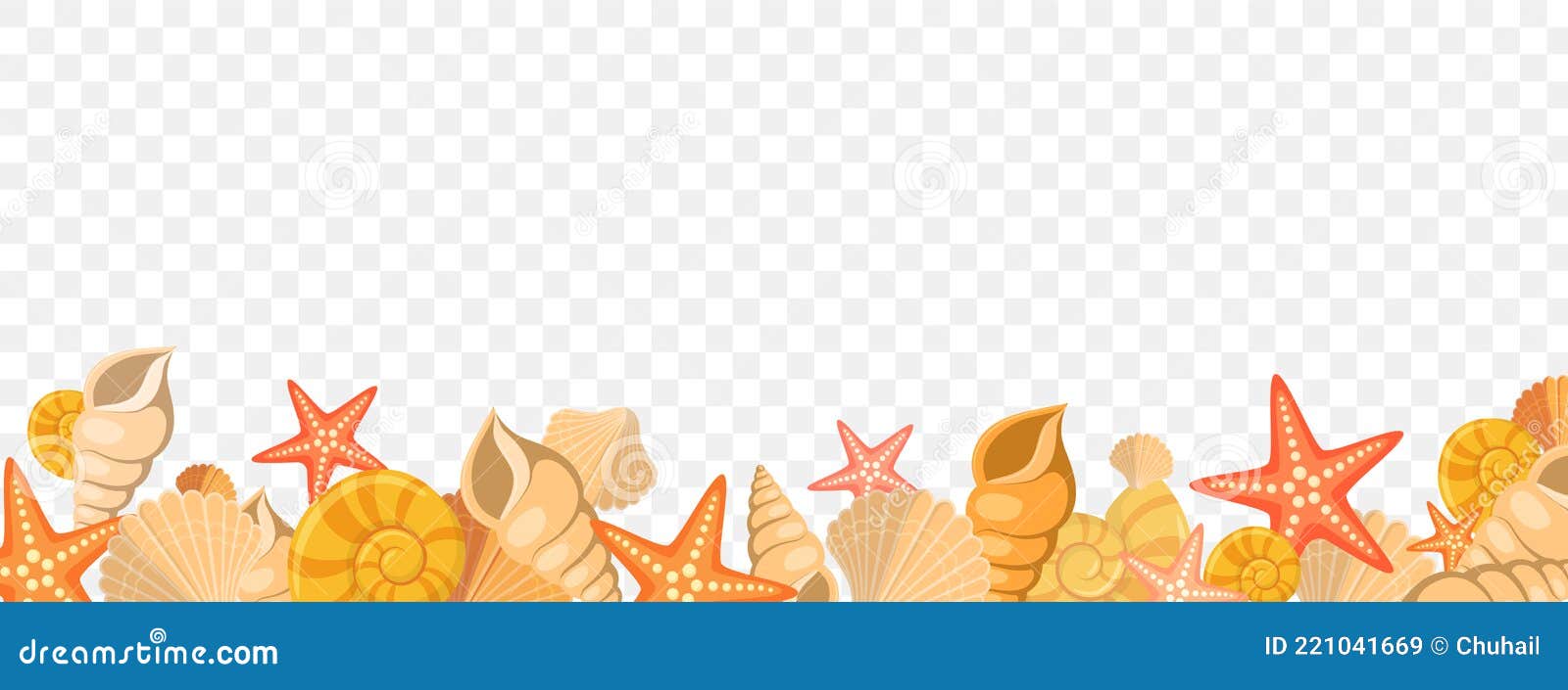 Summer Beach Shells Border. Stock Vector - Illustration of seashell ...