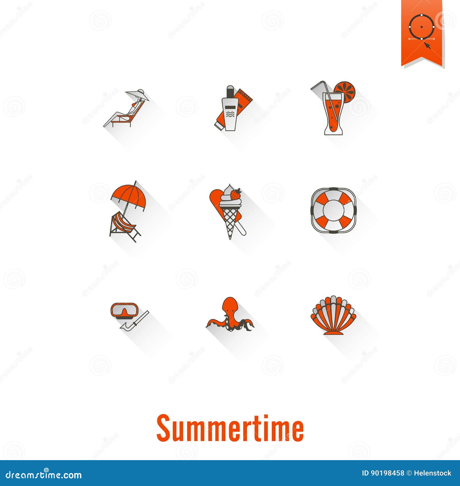 Summer and Beach Simple Flat Icons Stock Vector - Illustration of ...