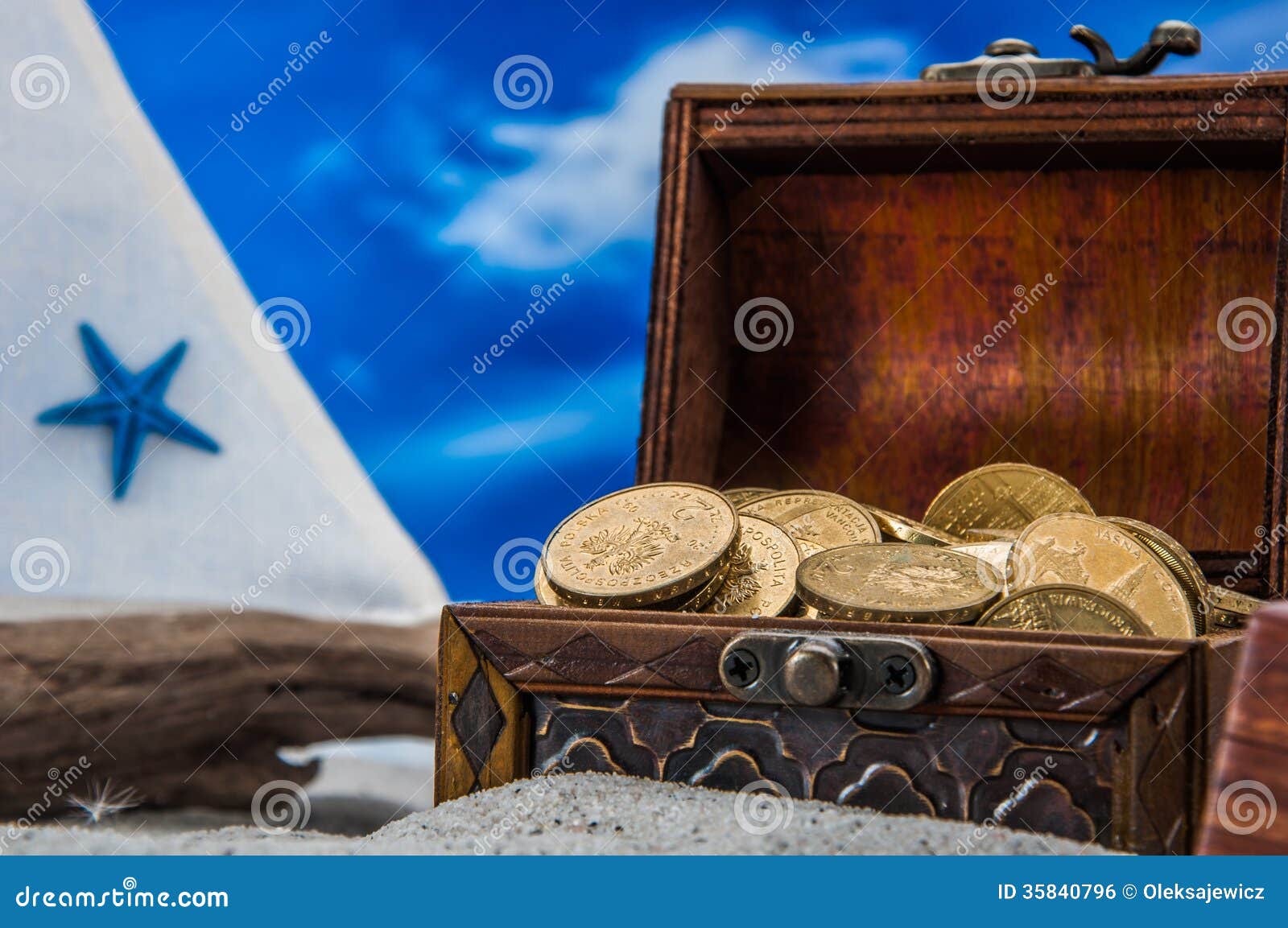 Summer Beach Stuff with Blue Sky Background Stock Photo - Image of ...