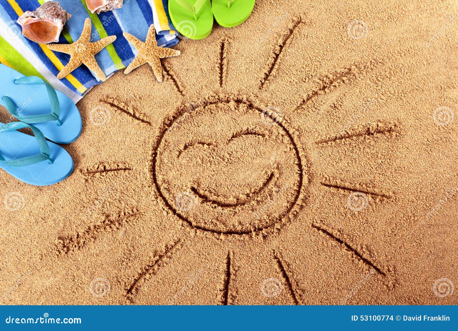 Summer Beach Vacation Smiling Face Sun Fun Stock Photo - Image of ...