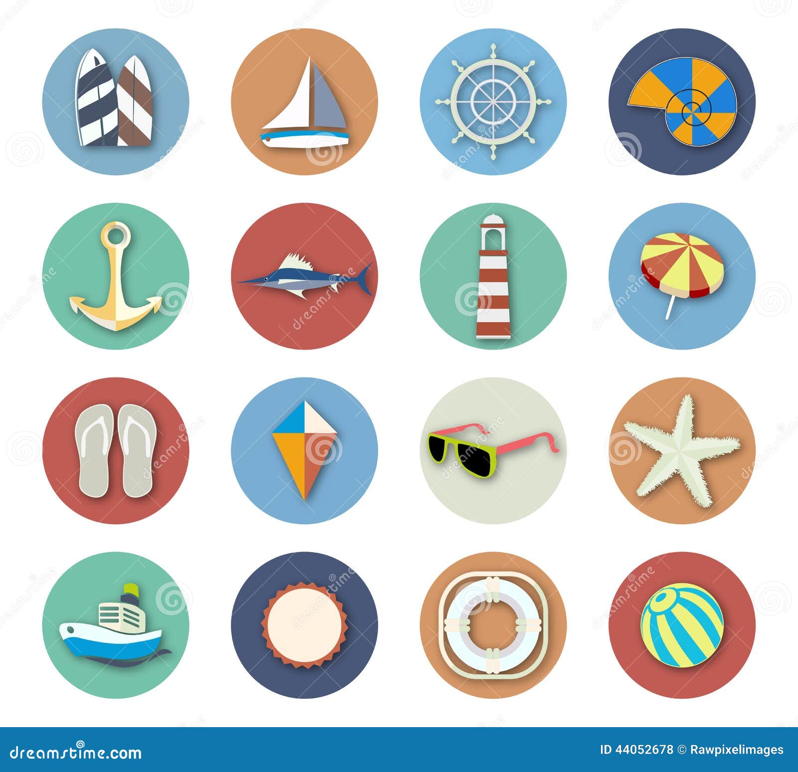 Summer Beach Vacation Icon Set Stock Illustration - Illustration of ...