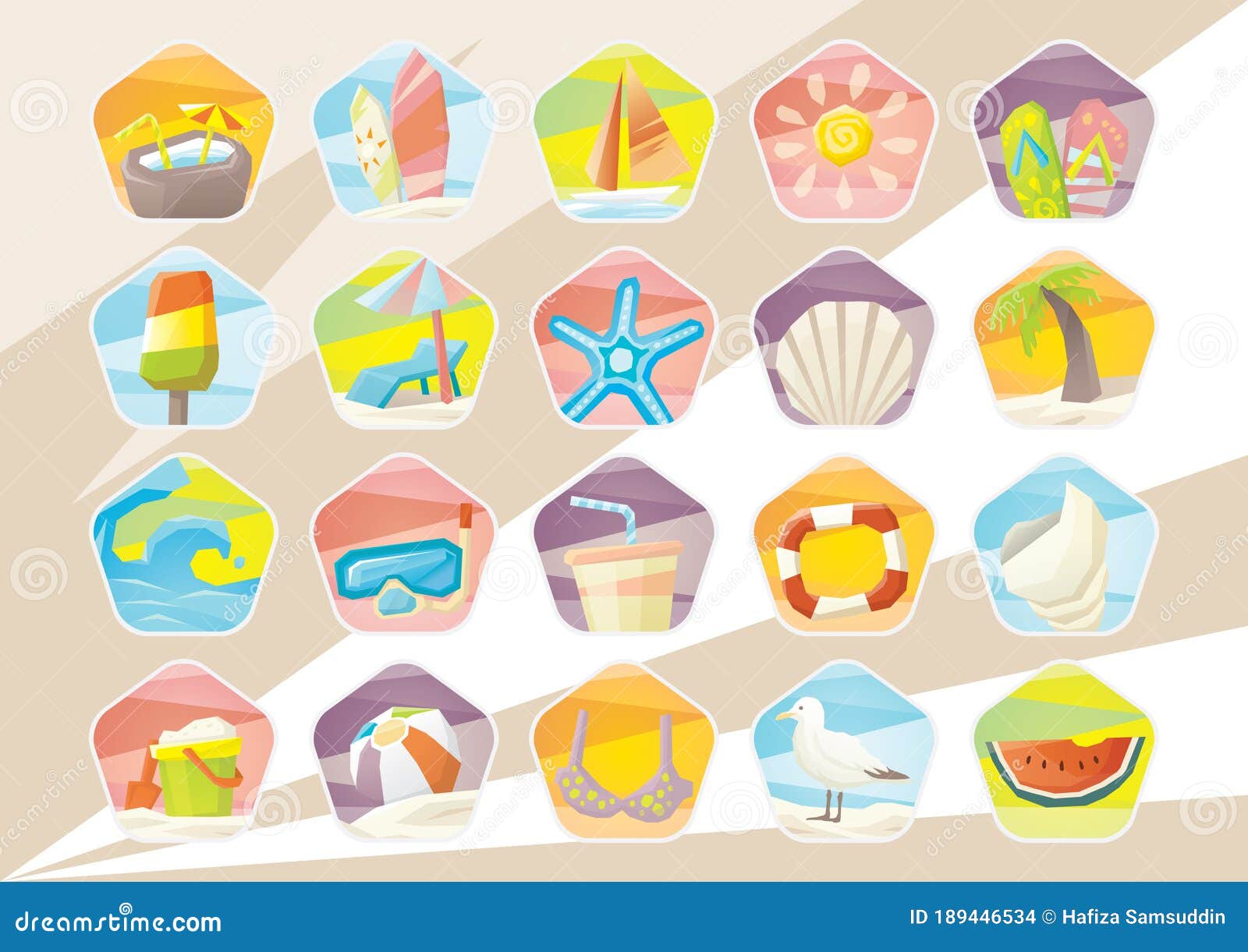 Summer Beach Vacation Icons. Vector Illustration Decorative Design ...