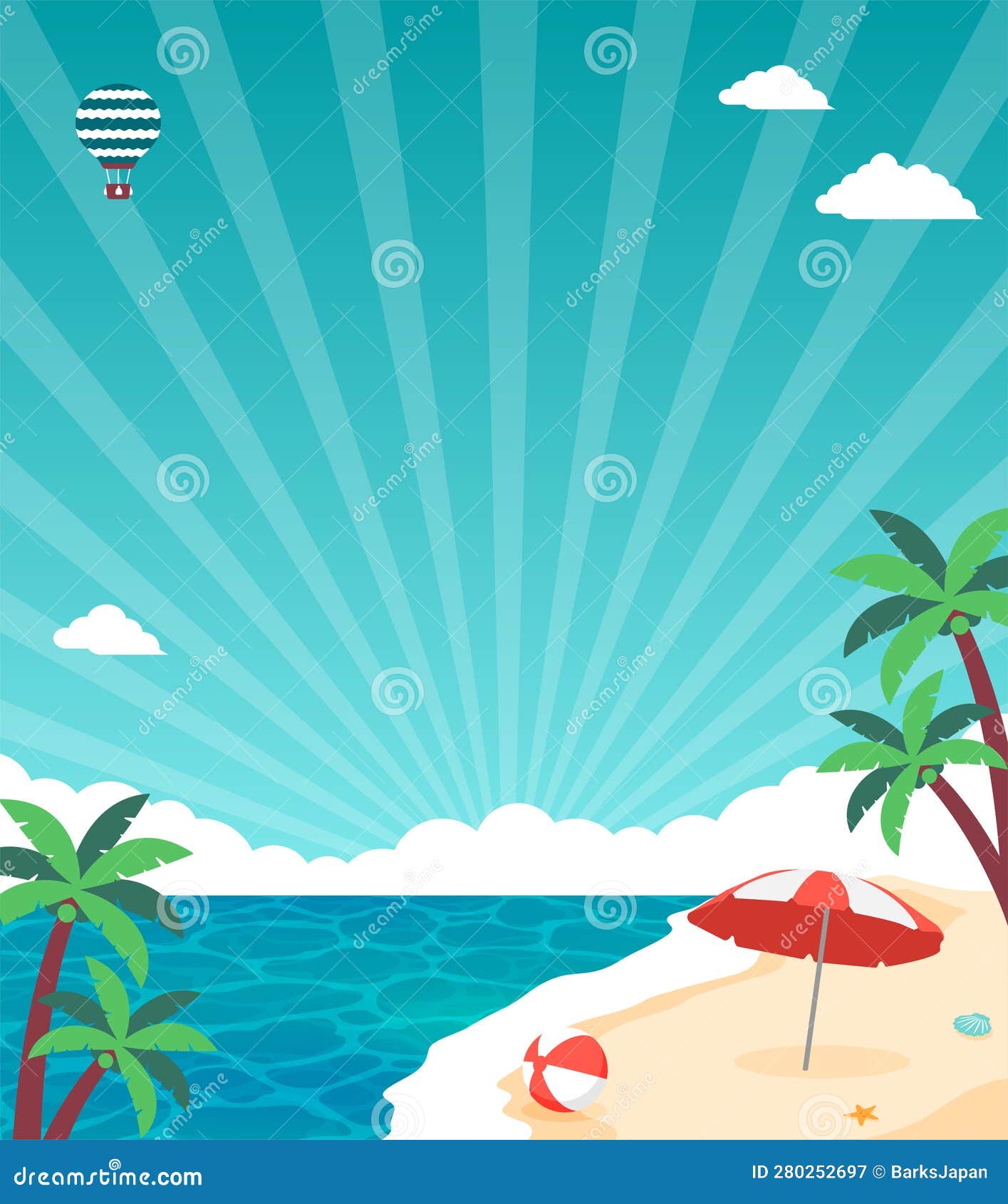 Summer Beach Vector Banner Illustration Stock Vector - Illustration of ...