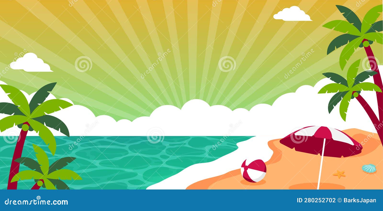 Summer Beach Vector Banner Illustration Stock Vector - Illustration of ...