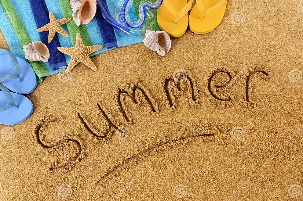 Summer beach writing stock image. Image of beach, vacation - 53228439
