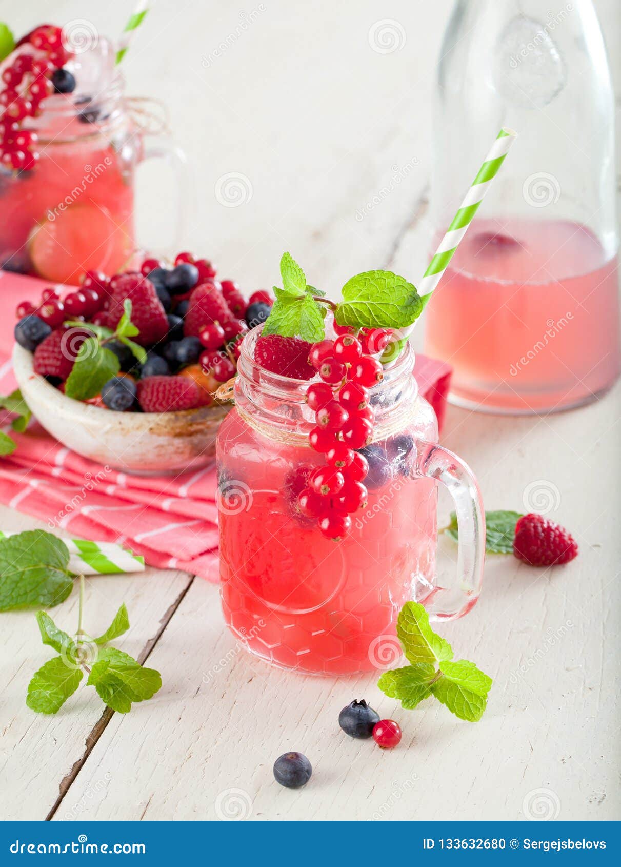 Summer Berry Drink. Lemonade with Raspberry and Blackberry with Stock ...
