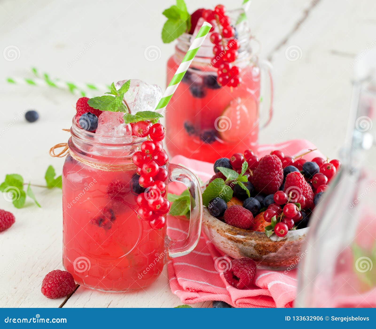 Summer Berry Drink. Lemonade with Raspberry and Blackberry with Stock ...