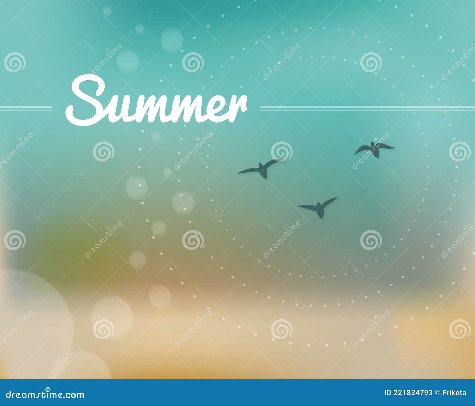 Summer. Birds and Highlights in the Sky. Blurred Background. Vector ...