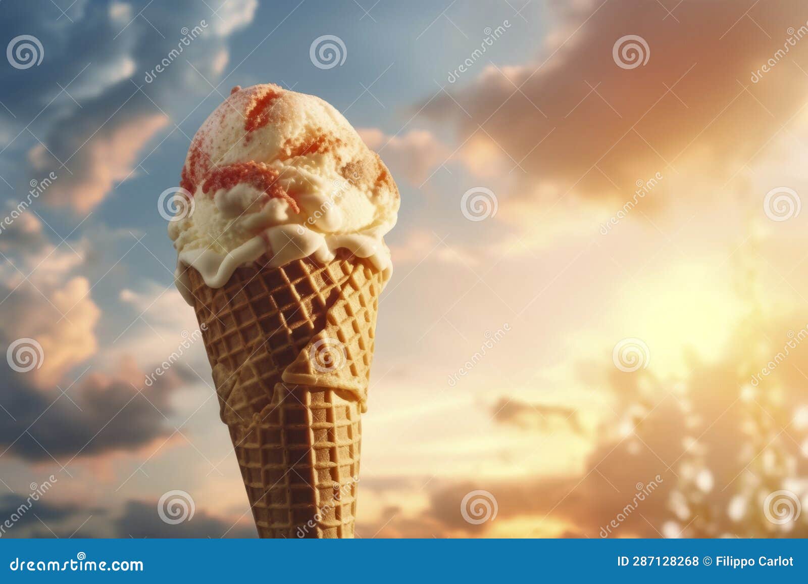 Summer Bliss Ice Cream Cone Stock Illustration Illustration Of Sunlit
