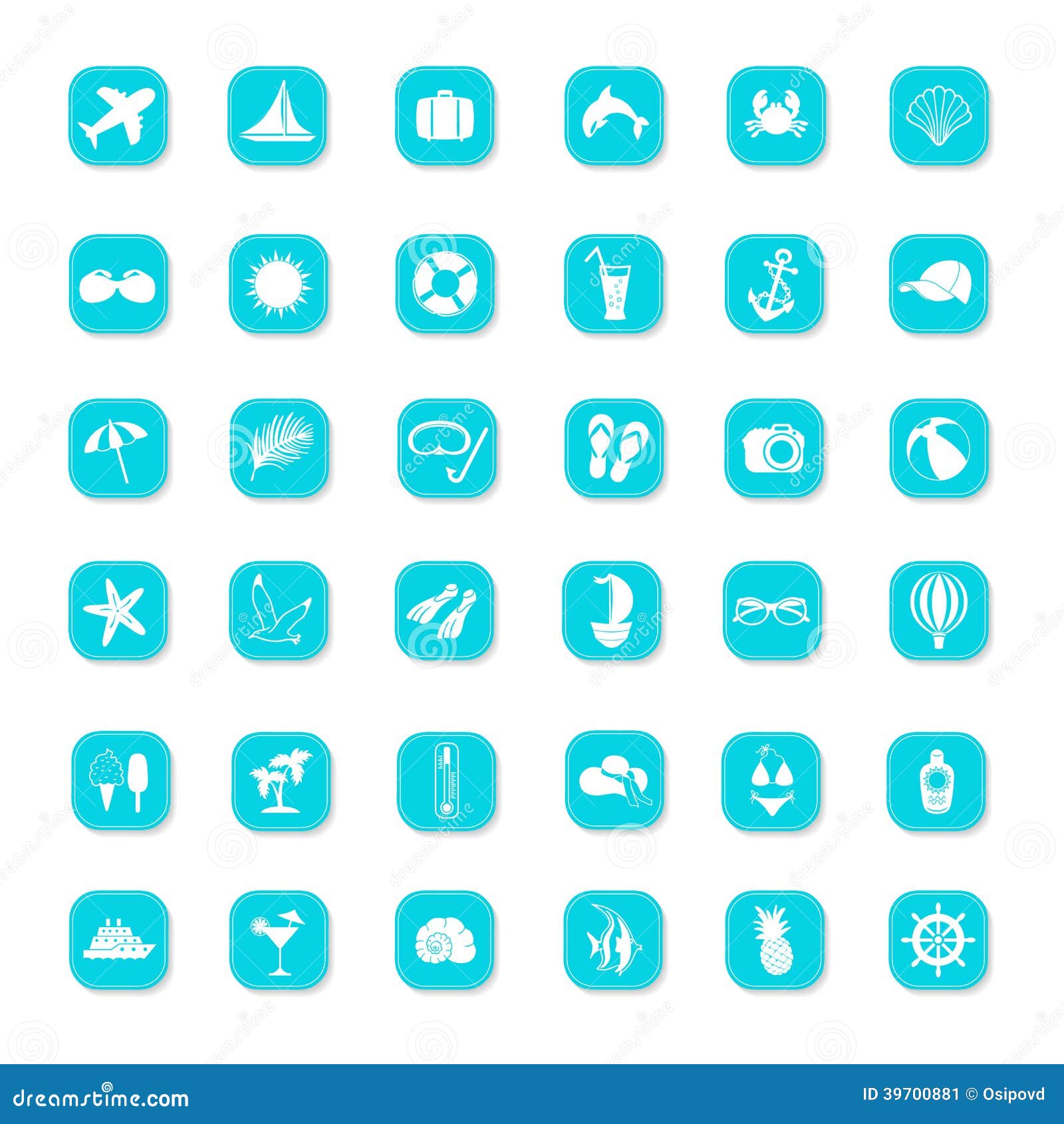 Summer blue icons stock vector. Illustration of cocktail - 39700881
