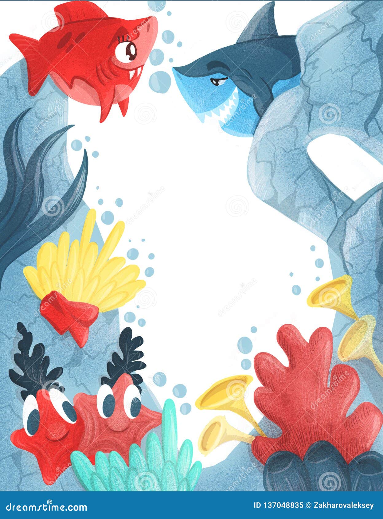 Summer Blue Lagoon. Frame with Exotic Fish and Corals Stock ...