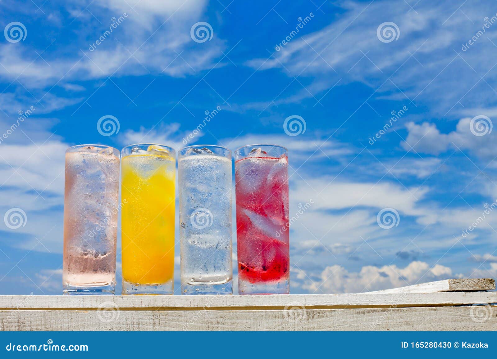 Summer sky and cold drinks stock photo. Image of glass - 165280430