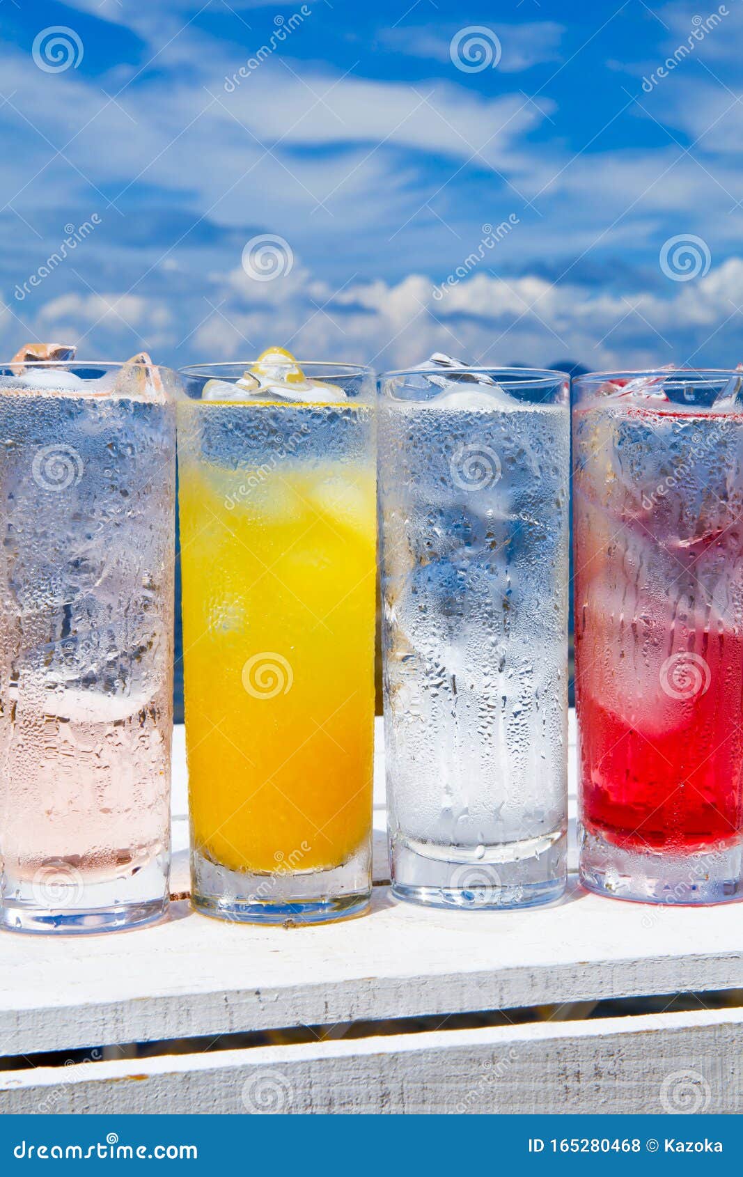 Summer sky and cold drinks stock photo. Image of soft - 165280468