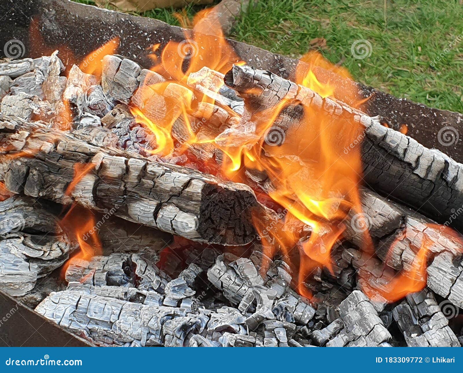 Summer bonfire, coals stock photo. Image of summer, fire - 183309772