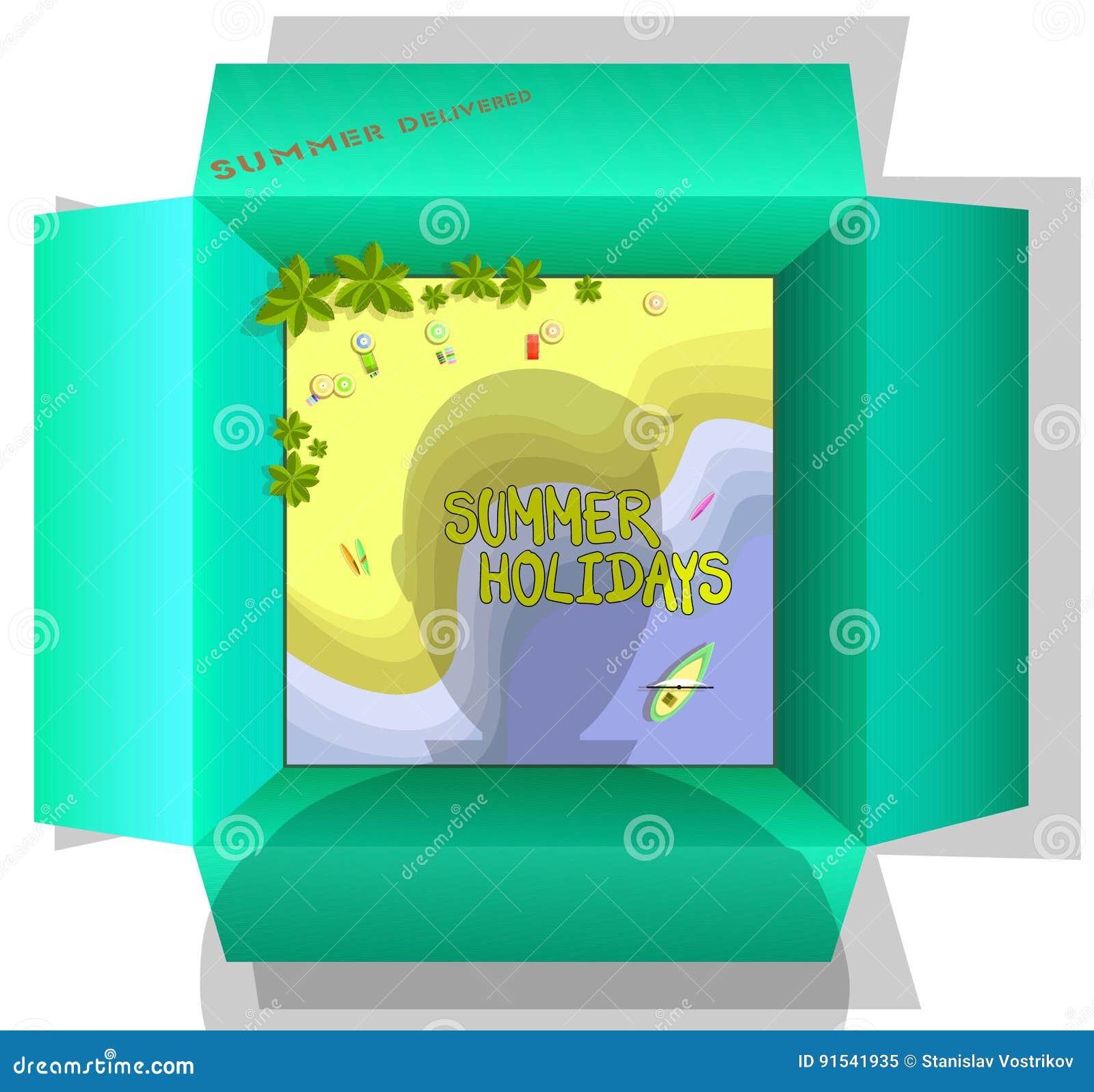Summer in a Box stock vector. Illustration of vector - 91541935
