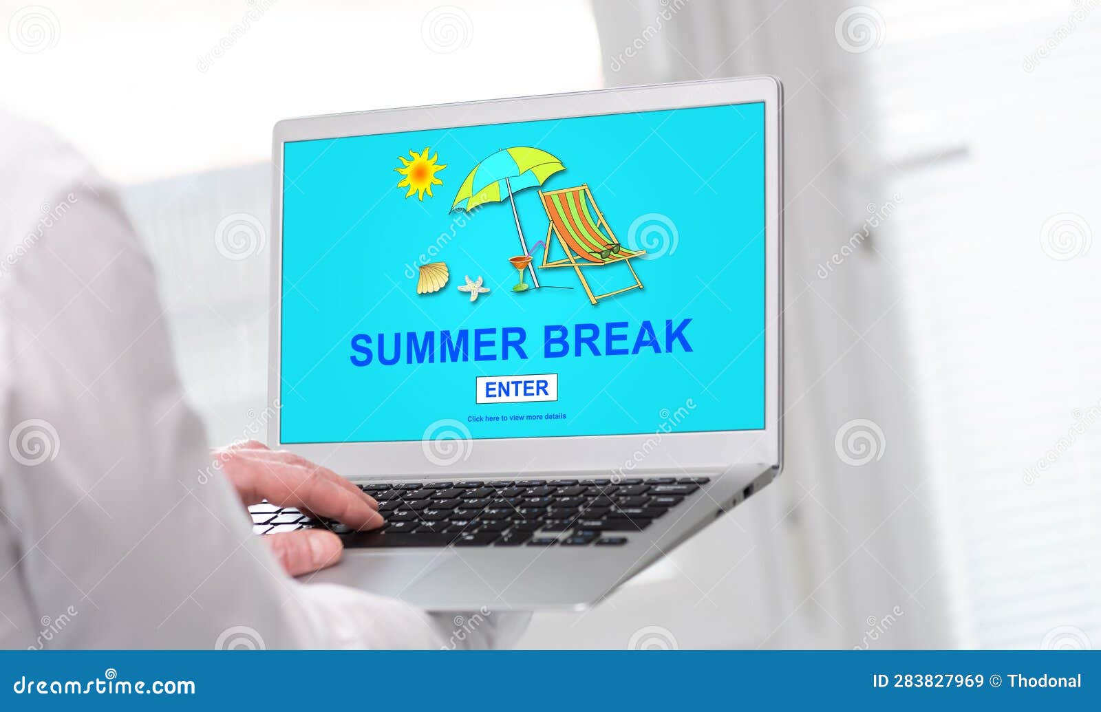 Summer Break Concept on a Laptop Screen Stock Image - Image of business ...