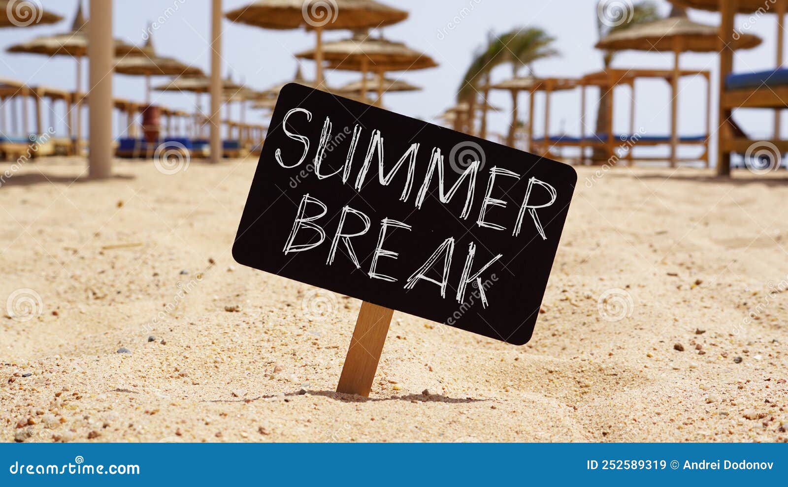 Summer Break is Shown Using the Text Stock Image - Image of coast ...