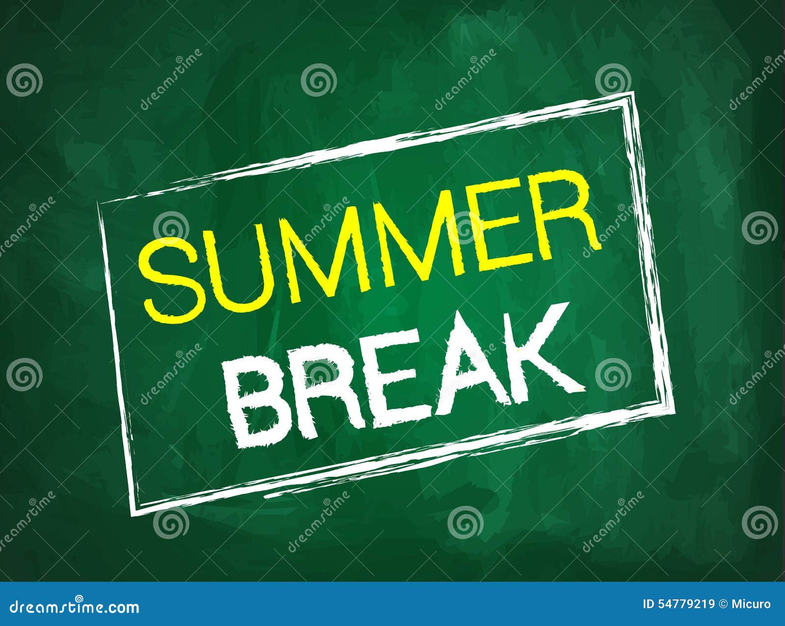 Summer Break Text on Green Blackboard Stock Vector - Illustration of ...