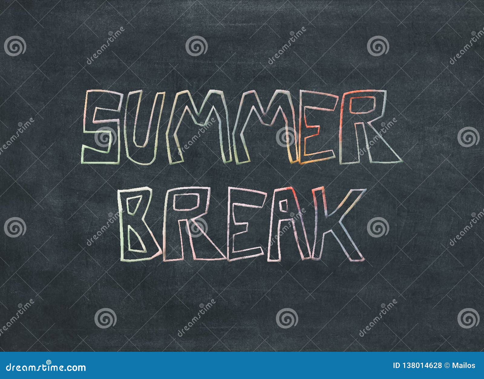 Summer Break Written Colored on Blackboard Stock Illustration ...
