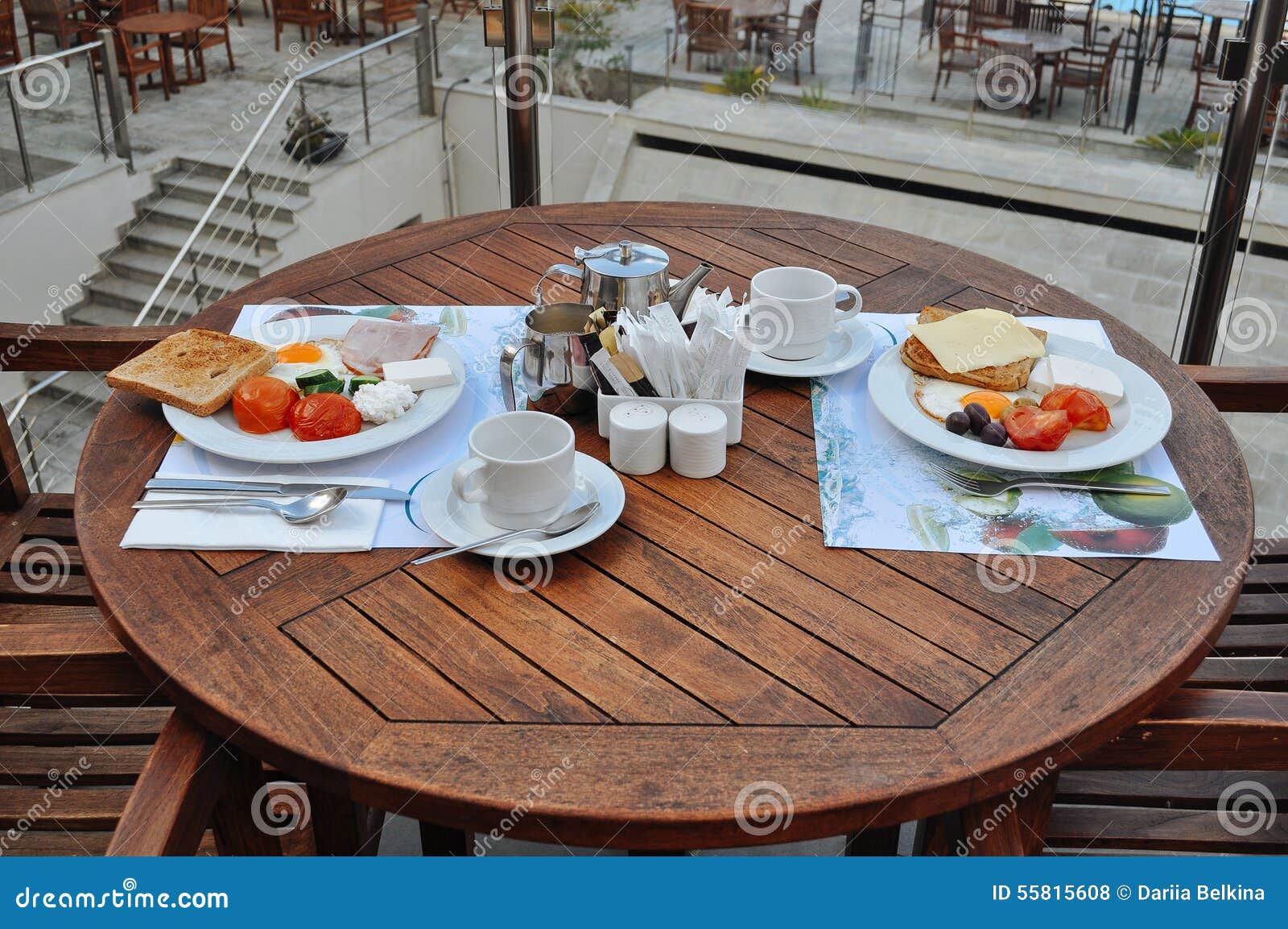 Summer Breakfast for Two in a Cafe Editorial Stock Photo - Image of ...