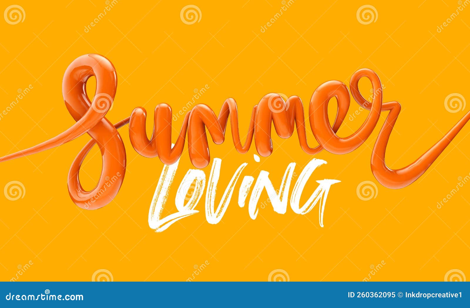Summer Bright Bubble Script Typography Background 3D Render Stock ...