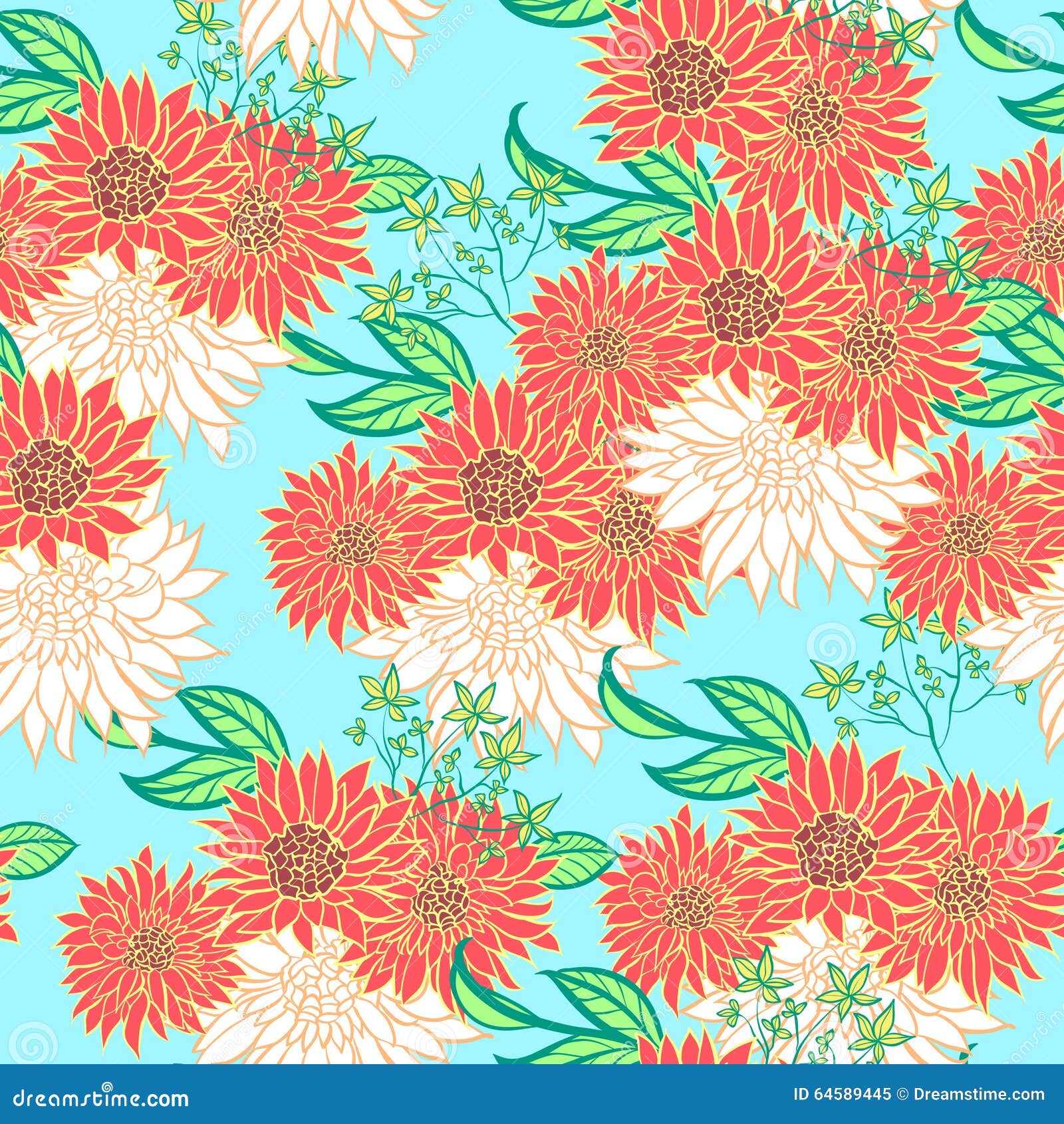 Summer Bright Flowers. Vector Seamless Pattern Stock Vector ...