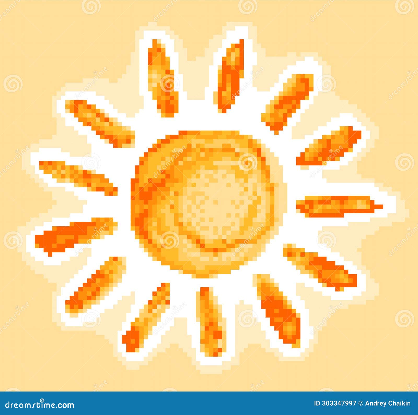 The Summer Bright Pixel Sun. Stock Vector - Illustration of warm ...