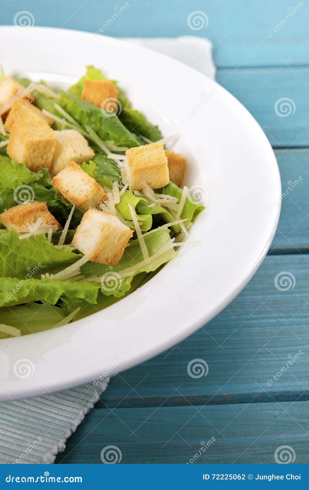 Summer Caesar Salad Picnic Table Stock Photo - Image of vertical ...
