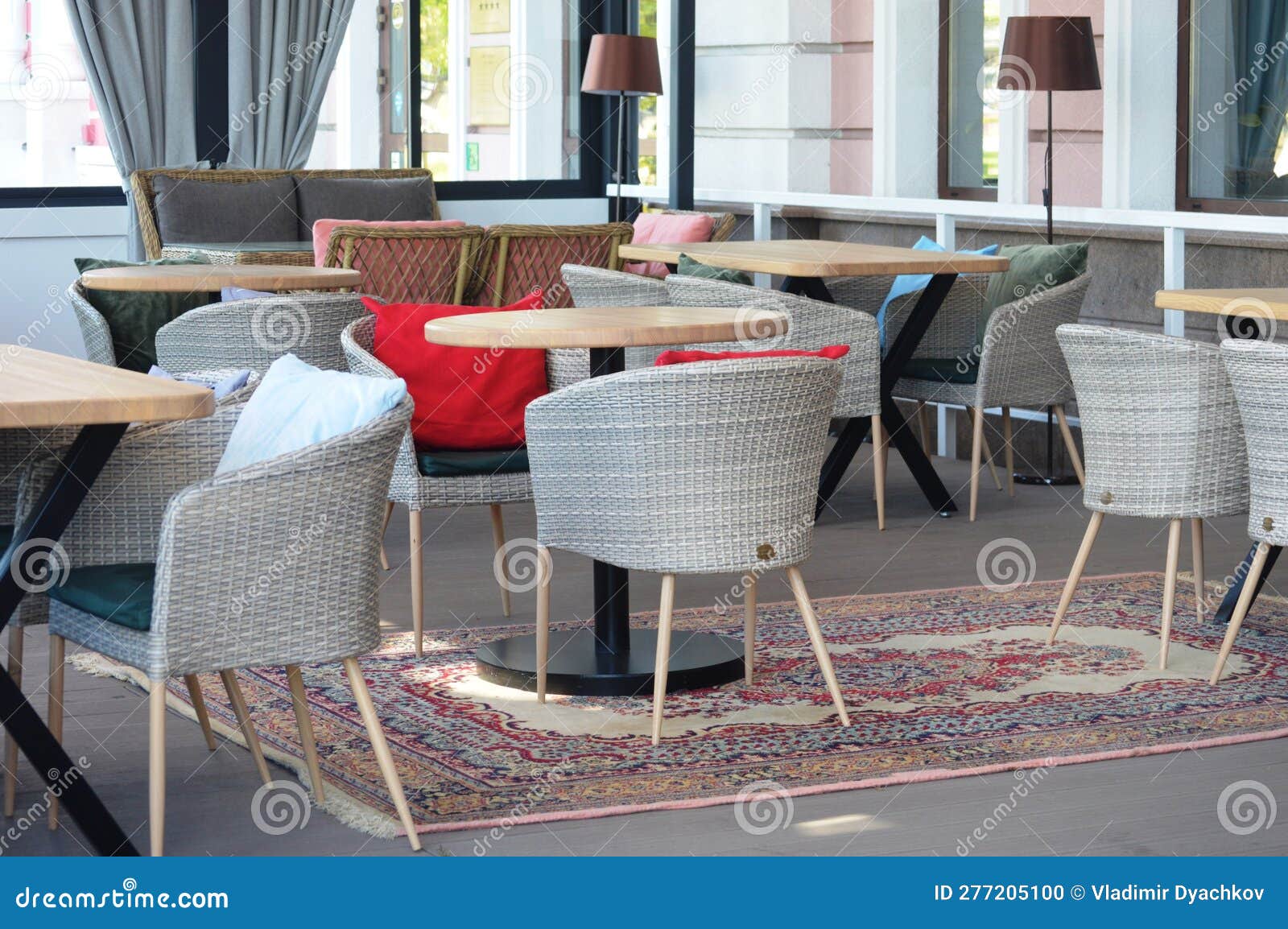 Summer cafe interior stock photo. Image of outside, coronavirus - 277205100