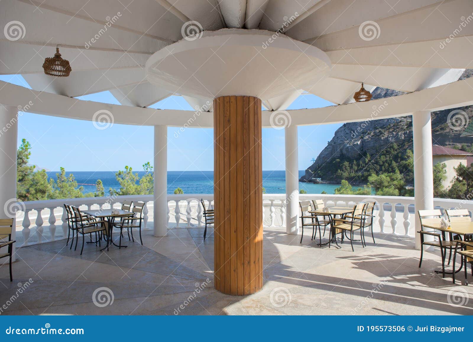 Summer Cafe Overlooking the Sea Stock Photo - Image of chair, view ...