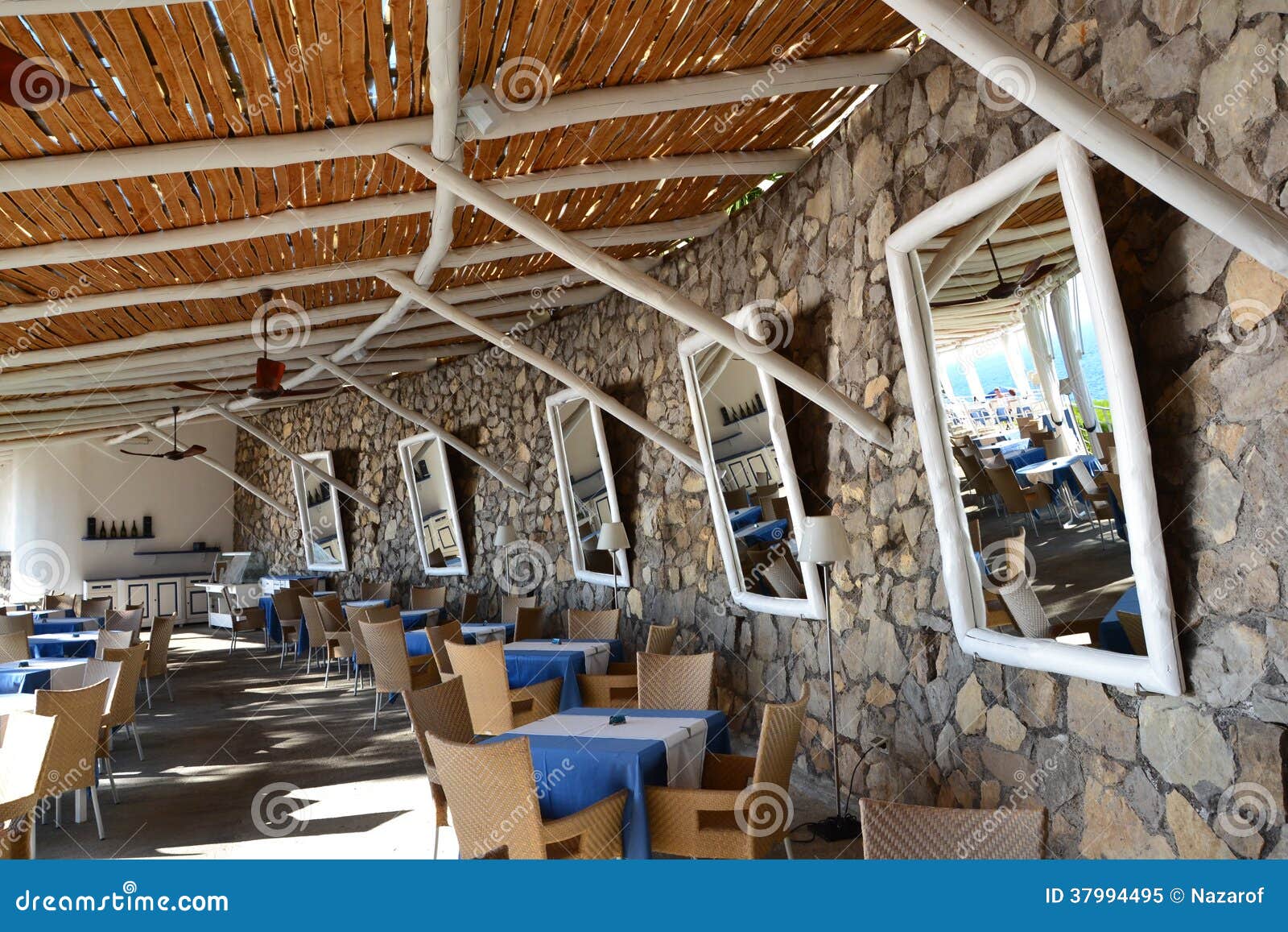 Summer cafe on the sea. stock image. Image of cafe, roof - 37994495