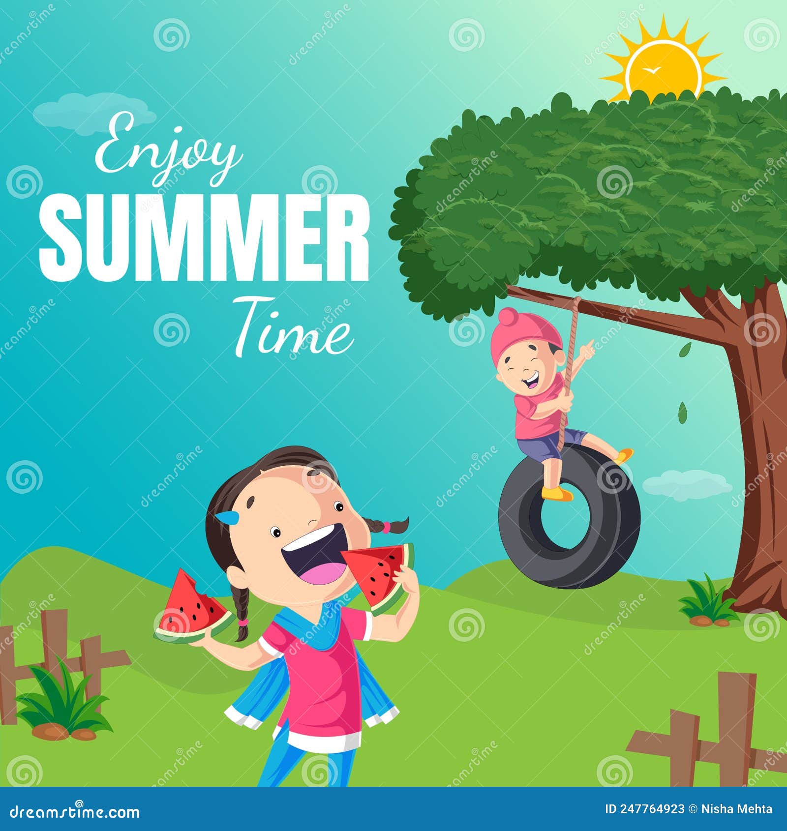Enjoy Summer Time Banner Design Stock Vector - Illustration of banner ...