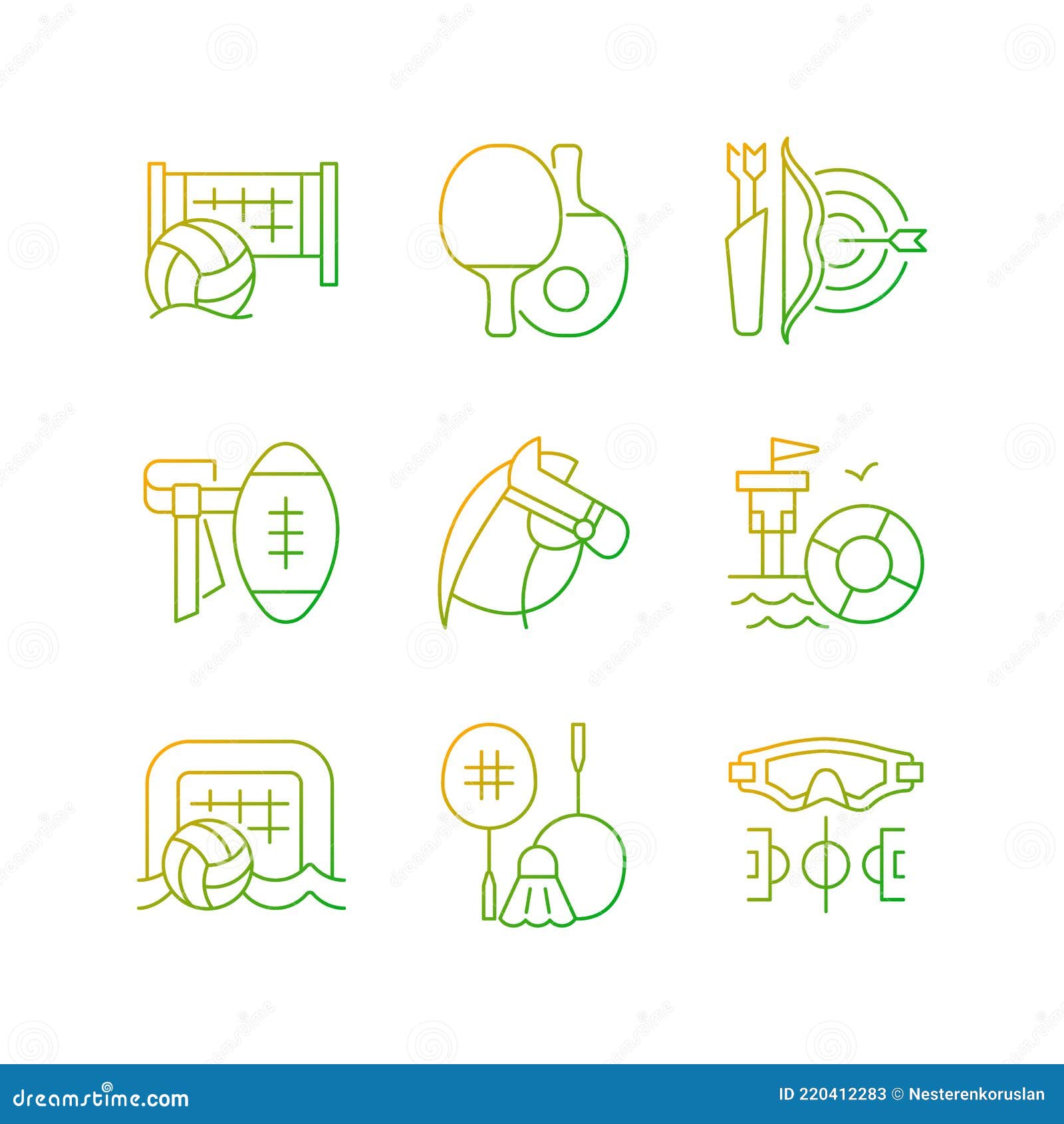 Summer Camp Activities Gradient Linear Vector Icons Set Stock Vector ...