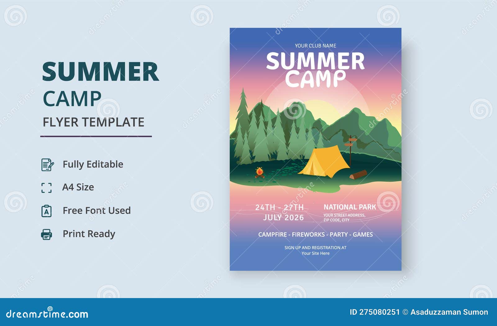 Summer Camp Flyer Template, Kids Summer Camp Flyer Template, Scouts ...