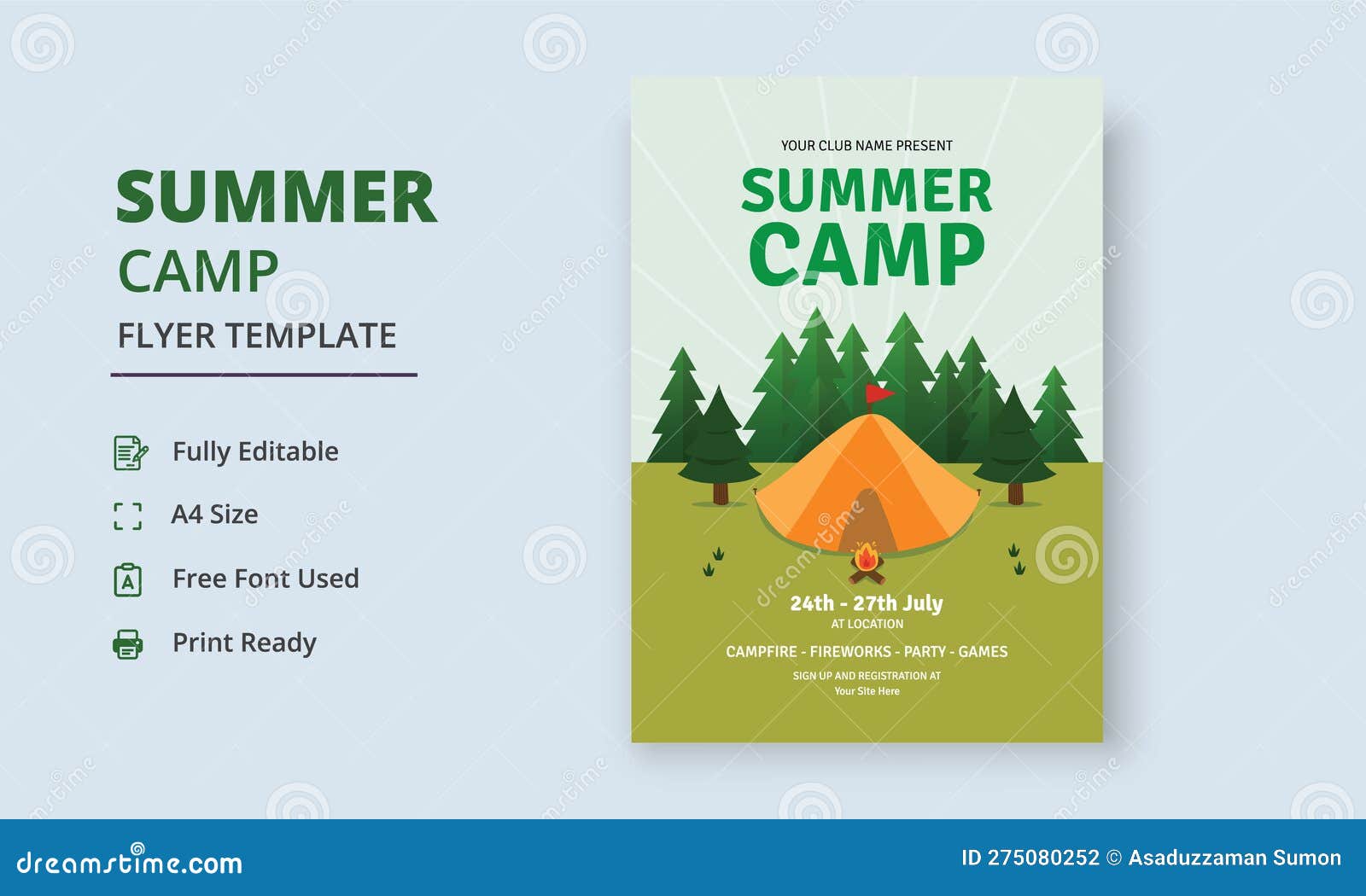 Summer Camp Flyer Template, Kids Summer Camp Flyer Template, Scouts ...
