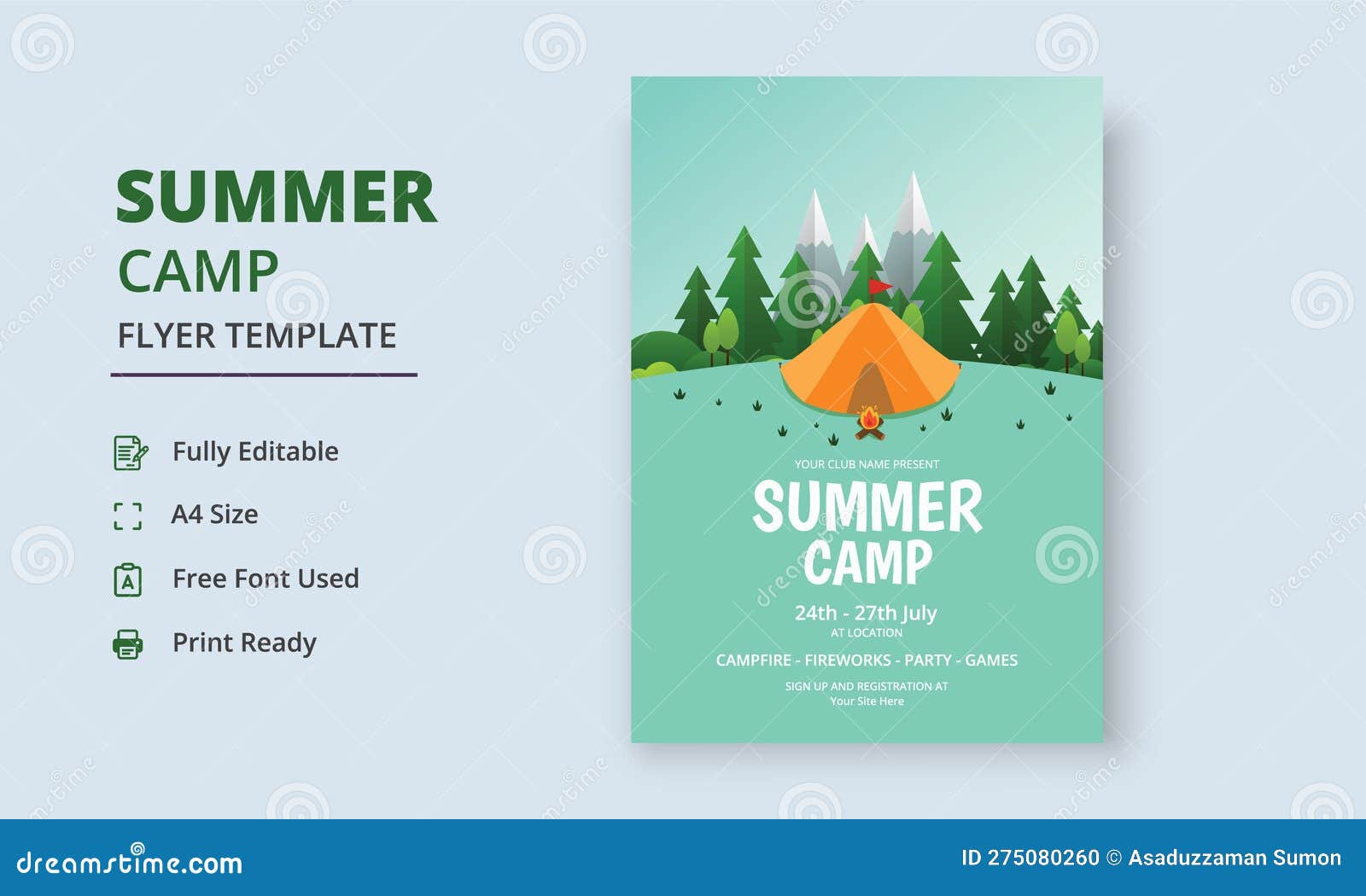 Summer Camp Flyer Template, Kids Summer Camp Flyer Template, Scouts ...