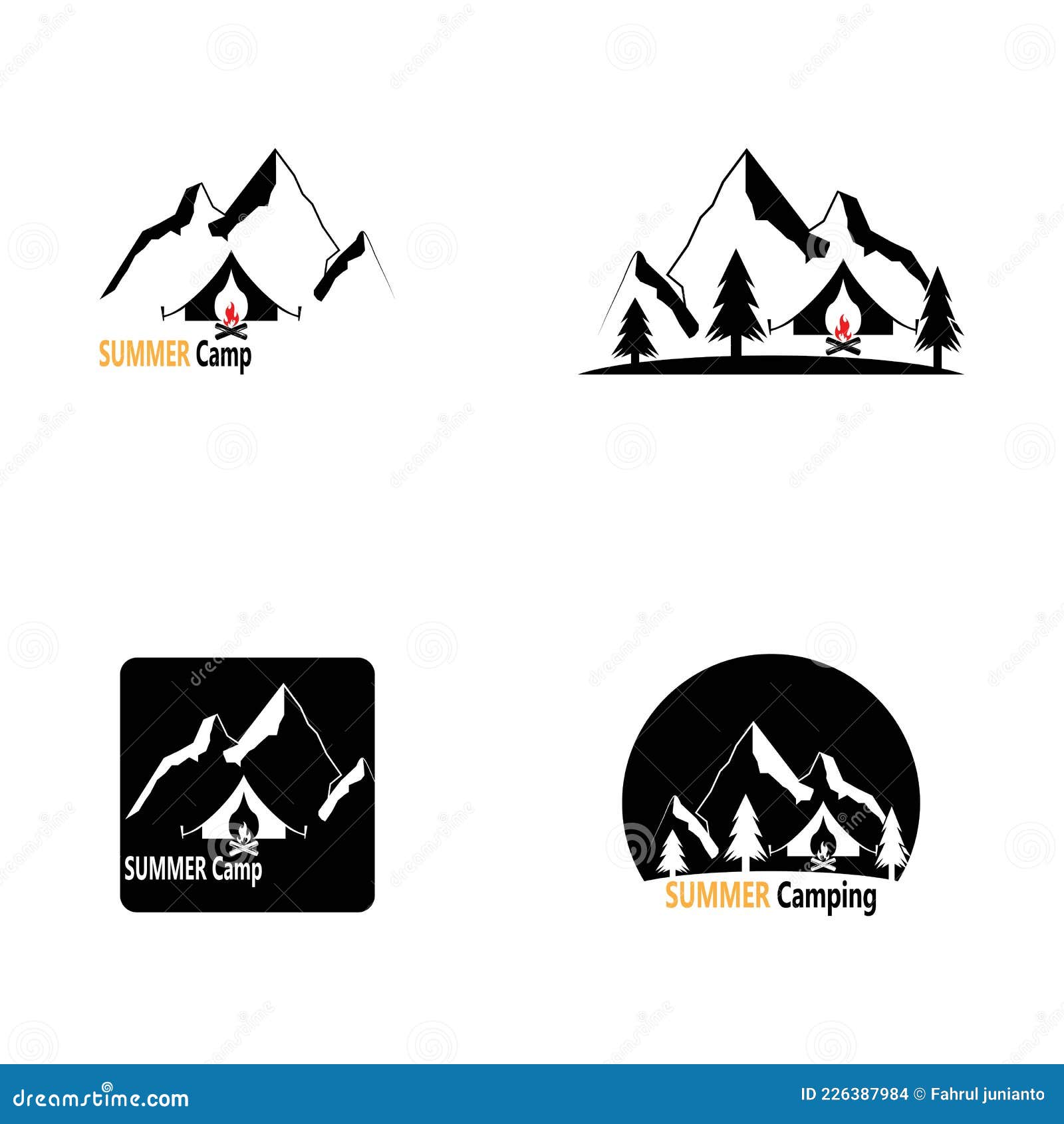 Summer Camp Icon and Symbol Vector Template Stock Vector - Illustration ...