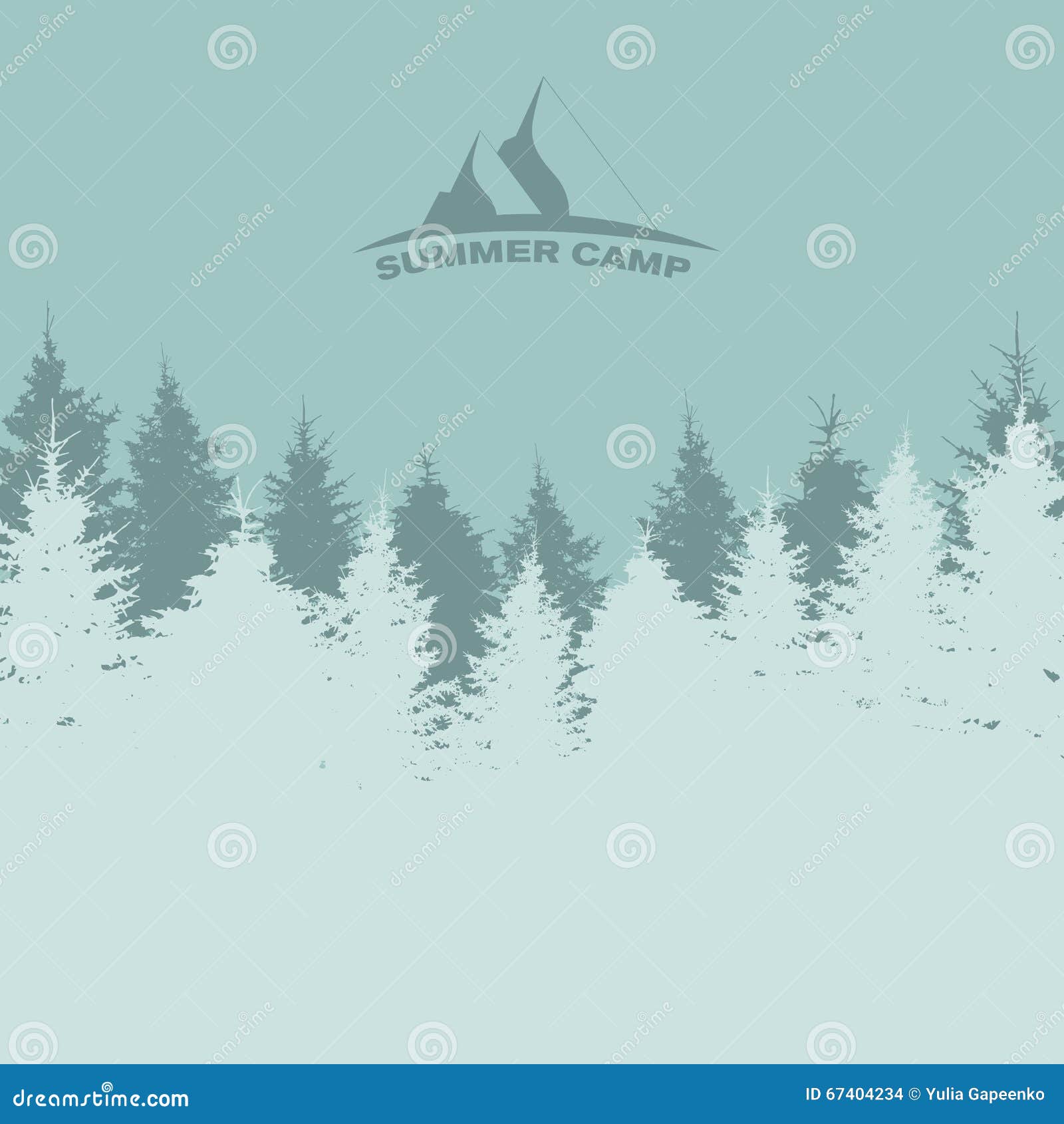 Summer Camp. Image of Nature. Tree Silhouette Stock Vector ...