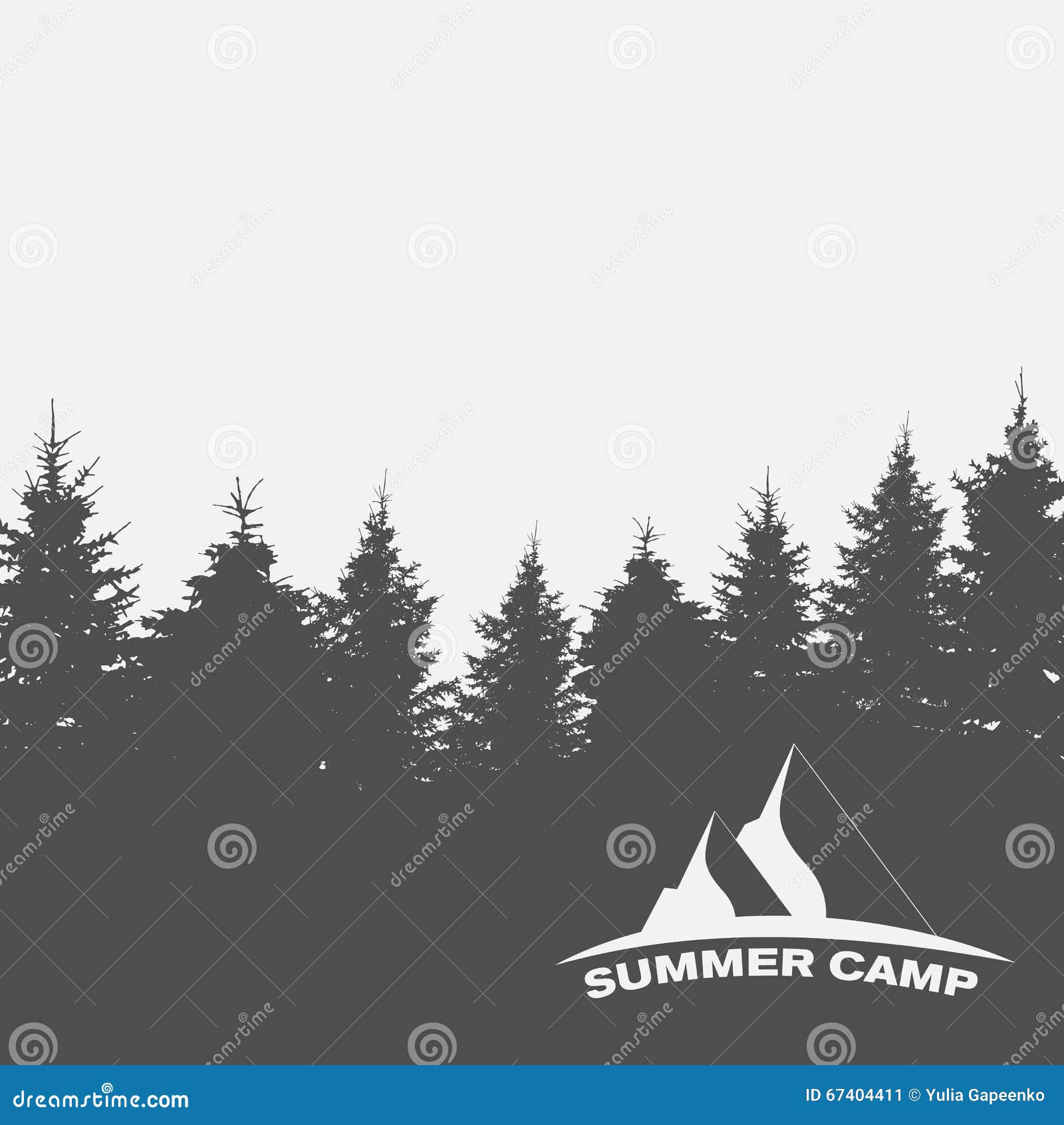 Summer Camp. Image of Nature. Tree Silhouette Stock Vector ...