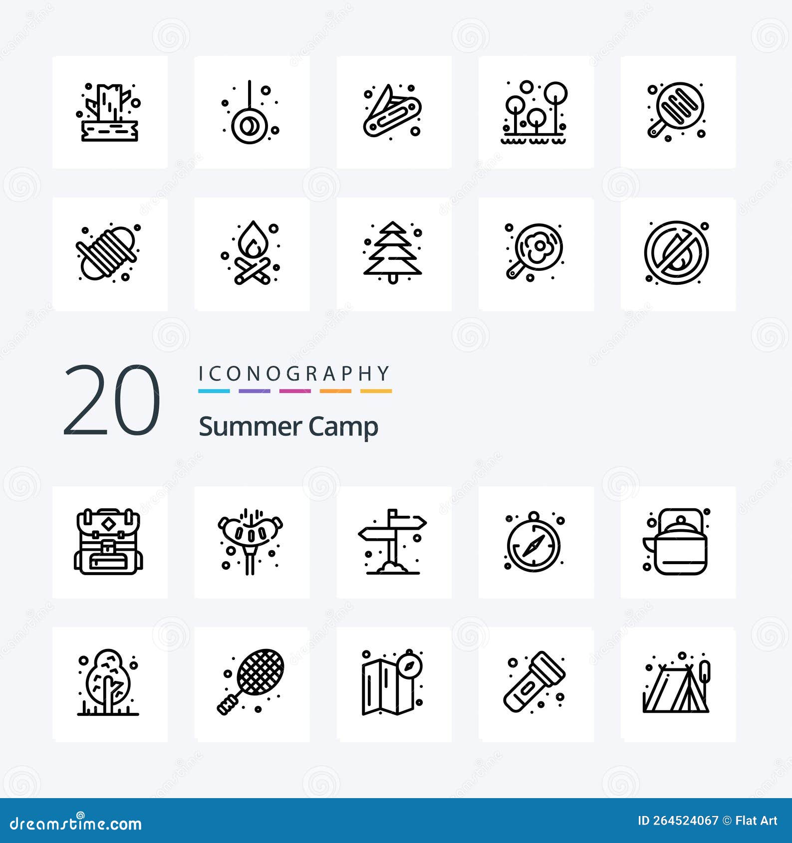 20 Summer Camp Line Icon Pack Like Tea Outdoor Camping Camping Compass ...