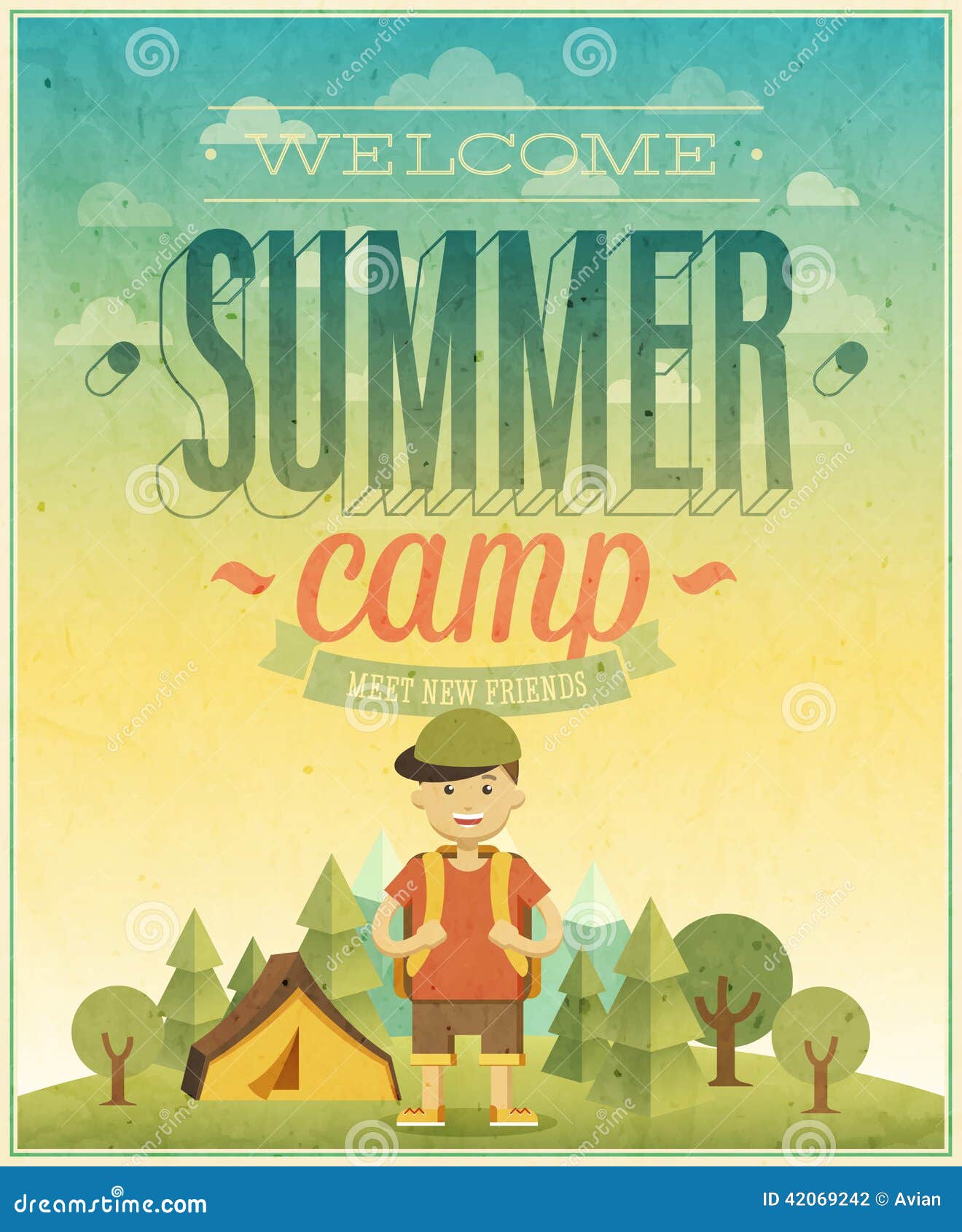 Camp Poster Of Vector Camping Tools | CartoonDealer.com #115869712